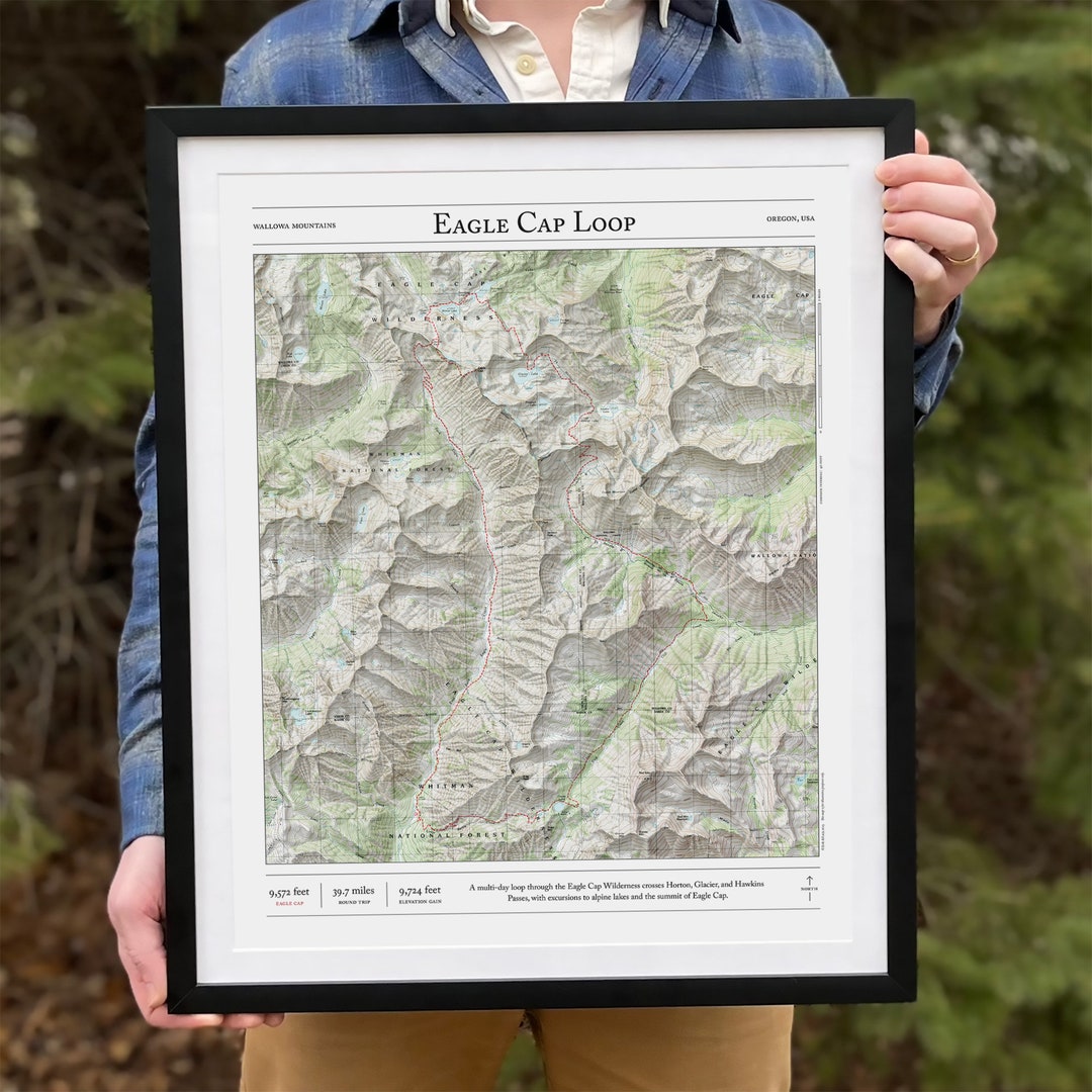 Eagle Cap Wilderness Trail Map: Wallowa Mountains Topographic Art Print ...