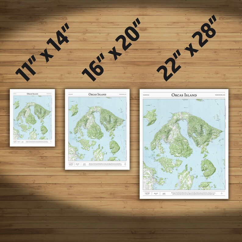 Orcas Island Topographic Map Print: Salish Sea, WA - Etsy