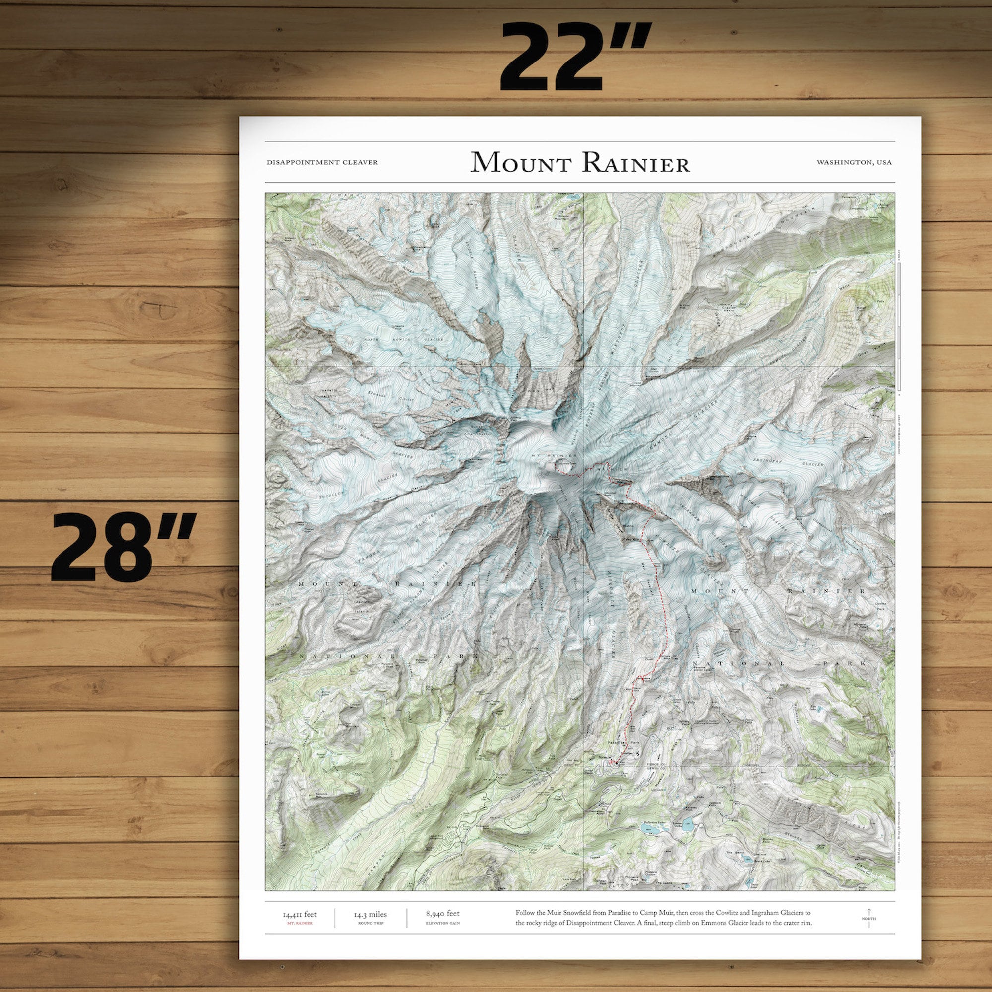 Mt. Rainier: Disappointment Cleaver | Map Prints + Posters | Cascades ...