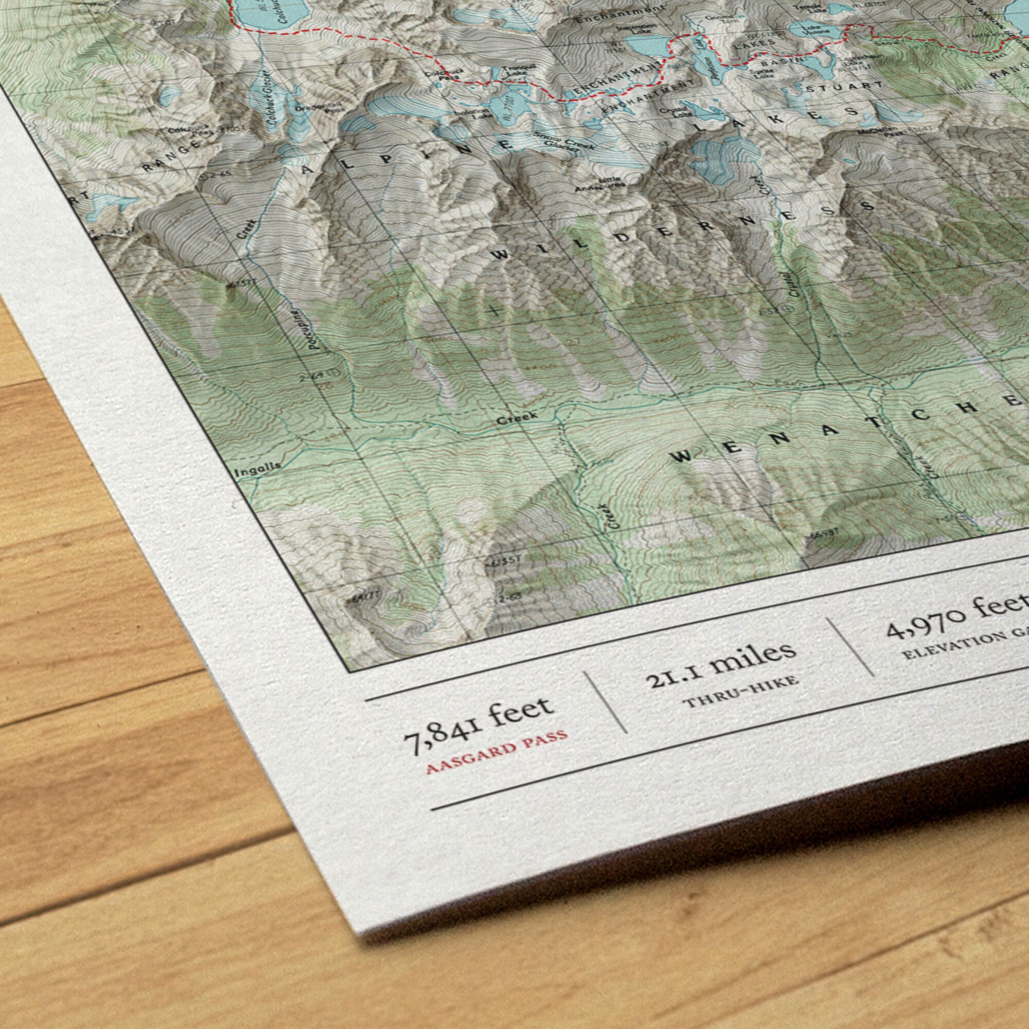 The Enchantments Trail Map Alpine Lakes Wilderness, WA Framed Print or ...