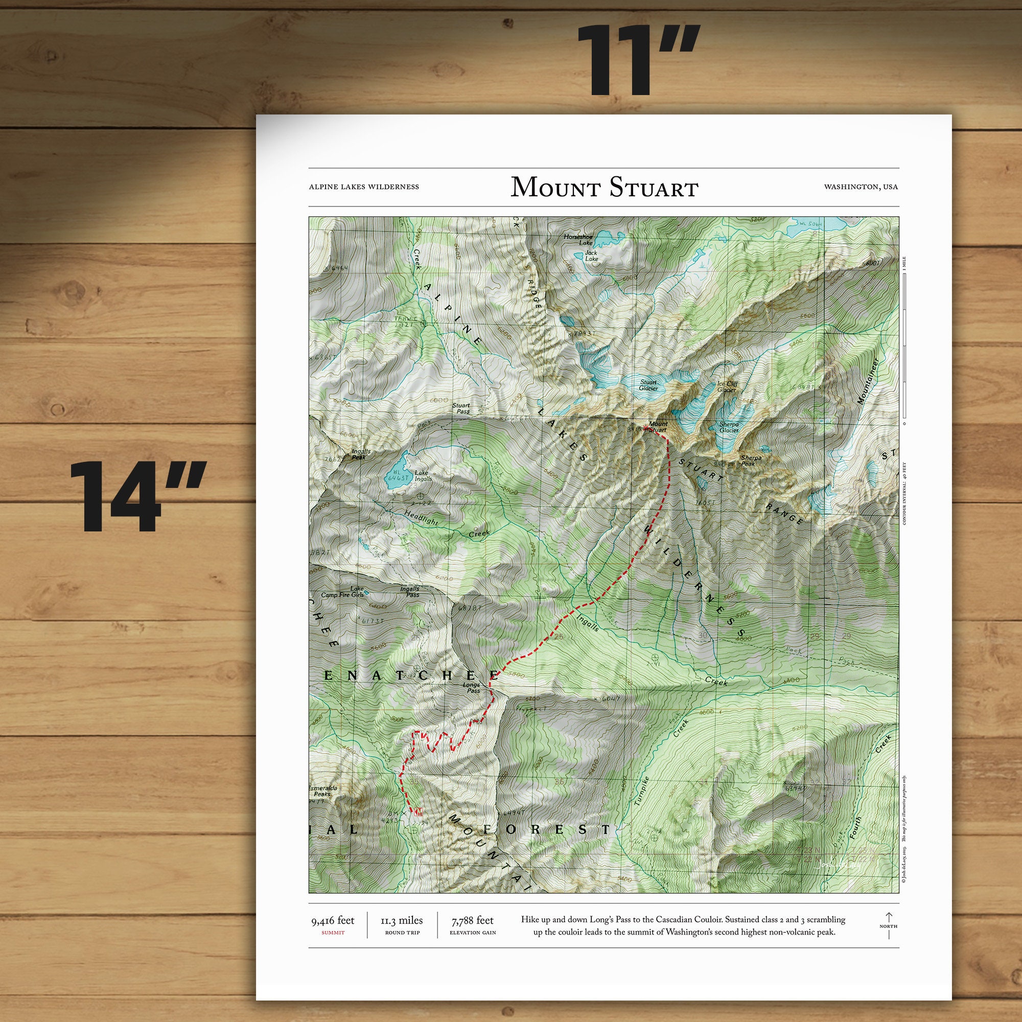 Mt. Stuart: Cascadian Couloir Trail Map | Alpine Lakes Wilderness, WA ...