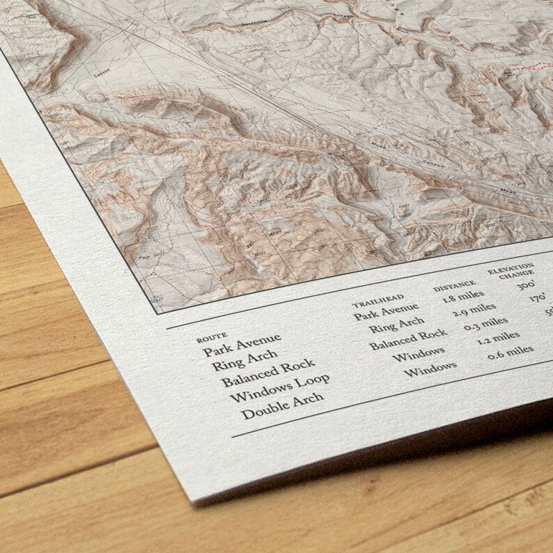 Arches National Park, Utah Trail Map Framed Prints Posters Hillshade ...