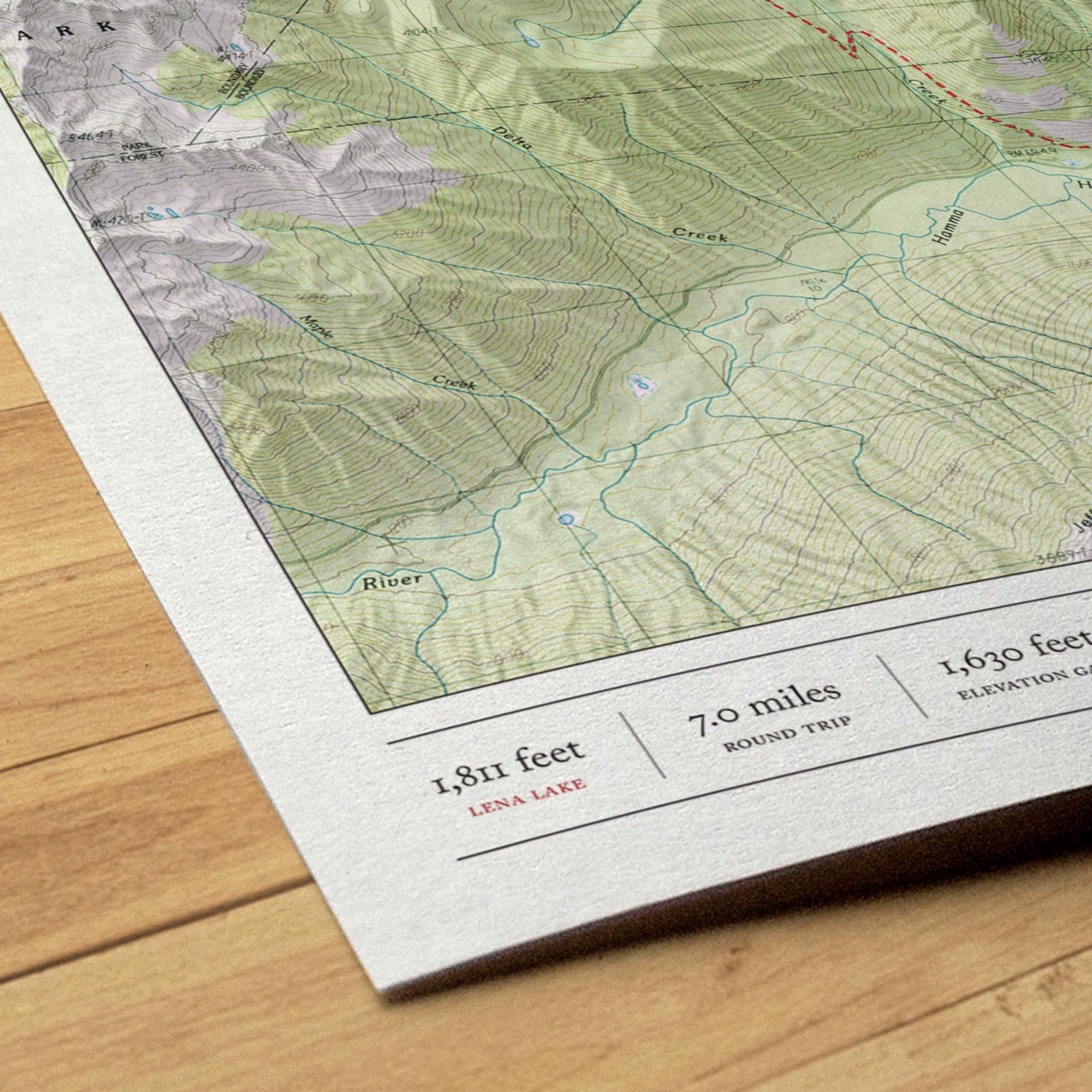 Lena Lake Trail Map Olympic Mountains, WA Framed Prints Posters ...