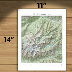 The Enchantments Trail Map | Alpine Lakes Wilderness, WA | Framed Print ...