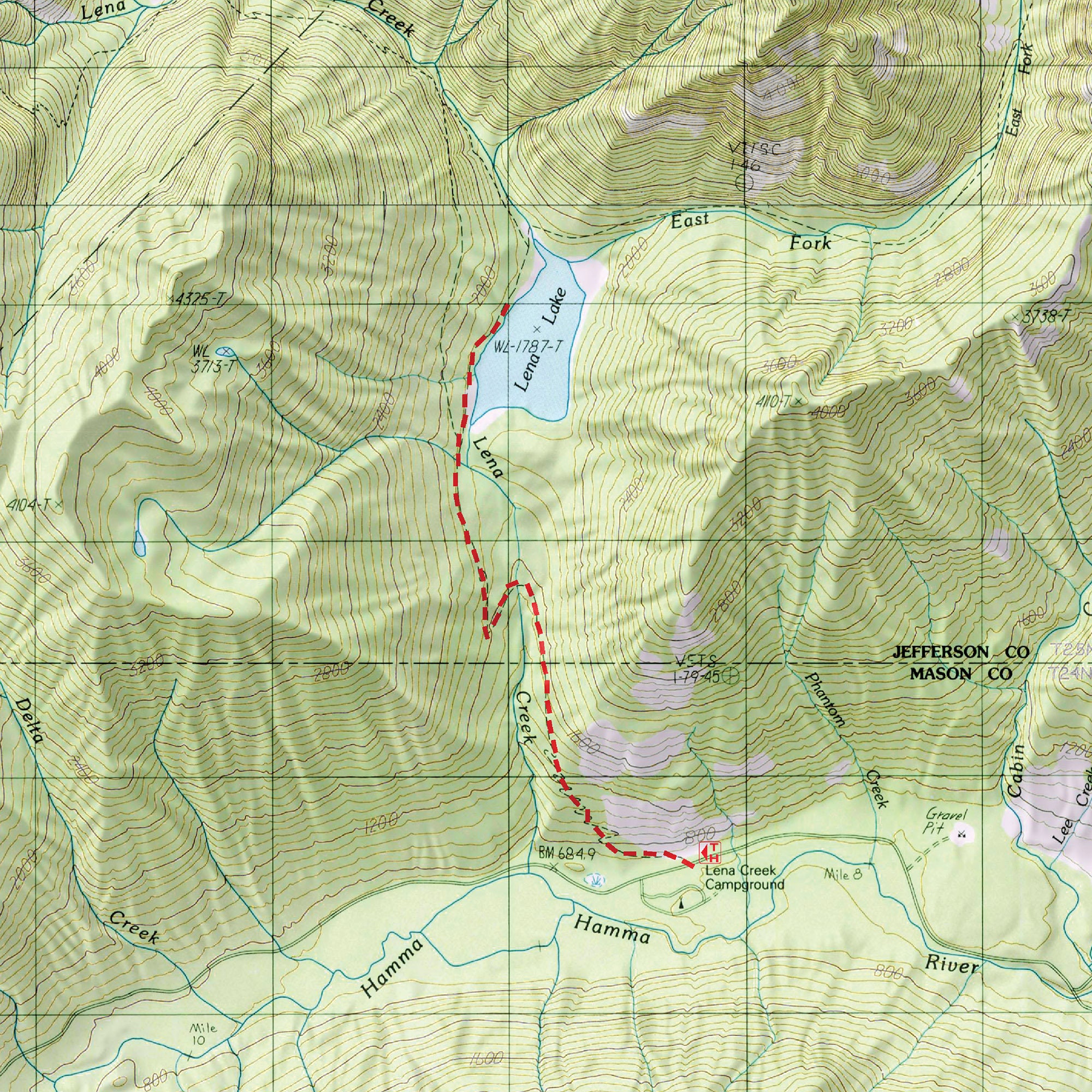 Lena Lake Trail Map Olympic Mountains, WA Framed Prints Posters ...