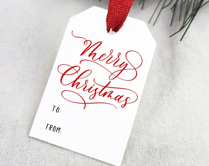 Merry Christmas Gift Tag Printable - Etsy