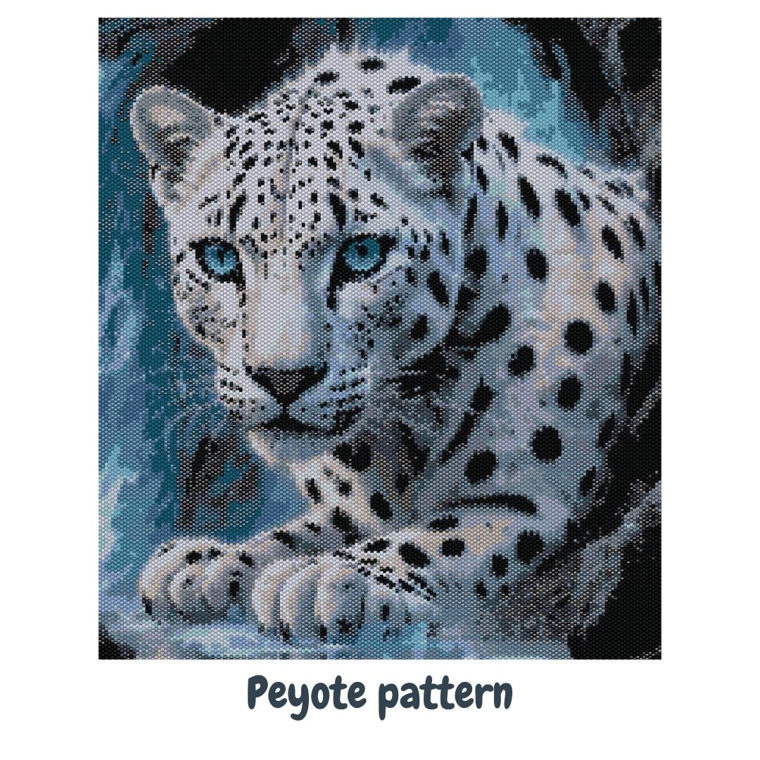 Snow Leopard Bead Tapestry Pattern, Animal Loom and Peyote PDF Chart - Etsy