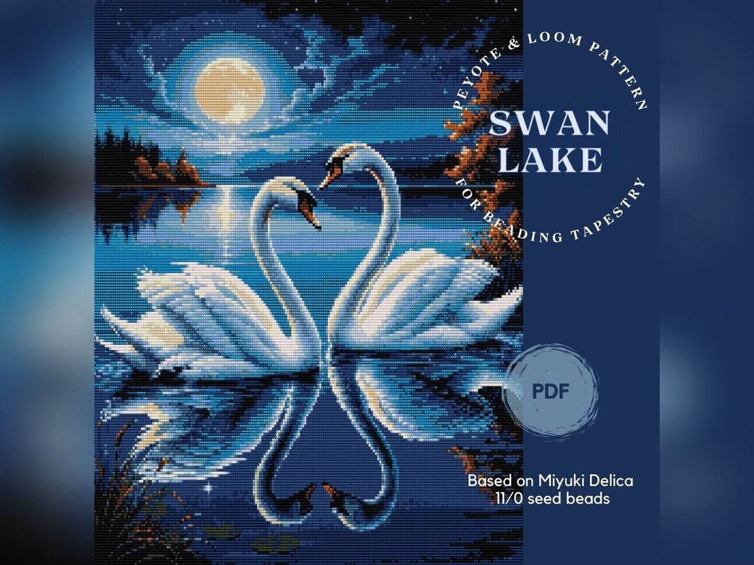 Swan Lake Beading Tapestry Pattern Based on Miyuki Delica 11/0 Seed ...