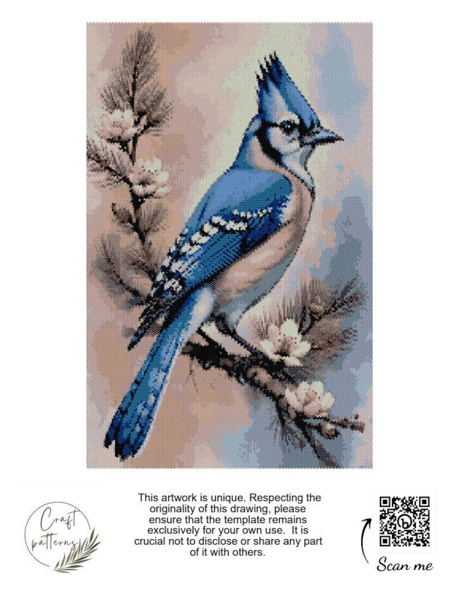 Blue Jay Bird Beading Tapestry Pattern Based on Miyuki Delica Seed ...