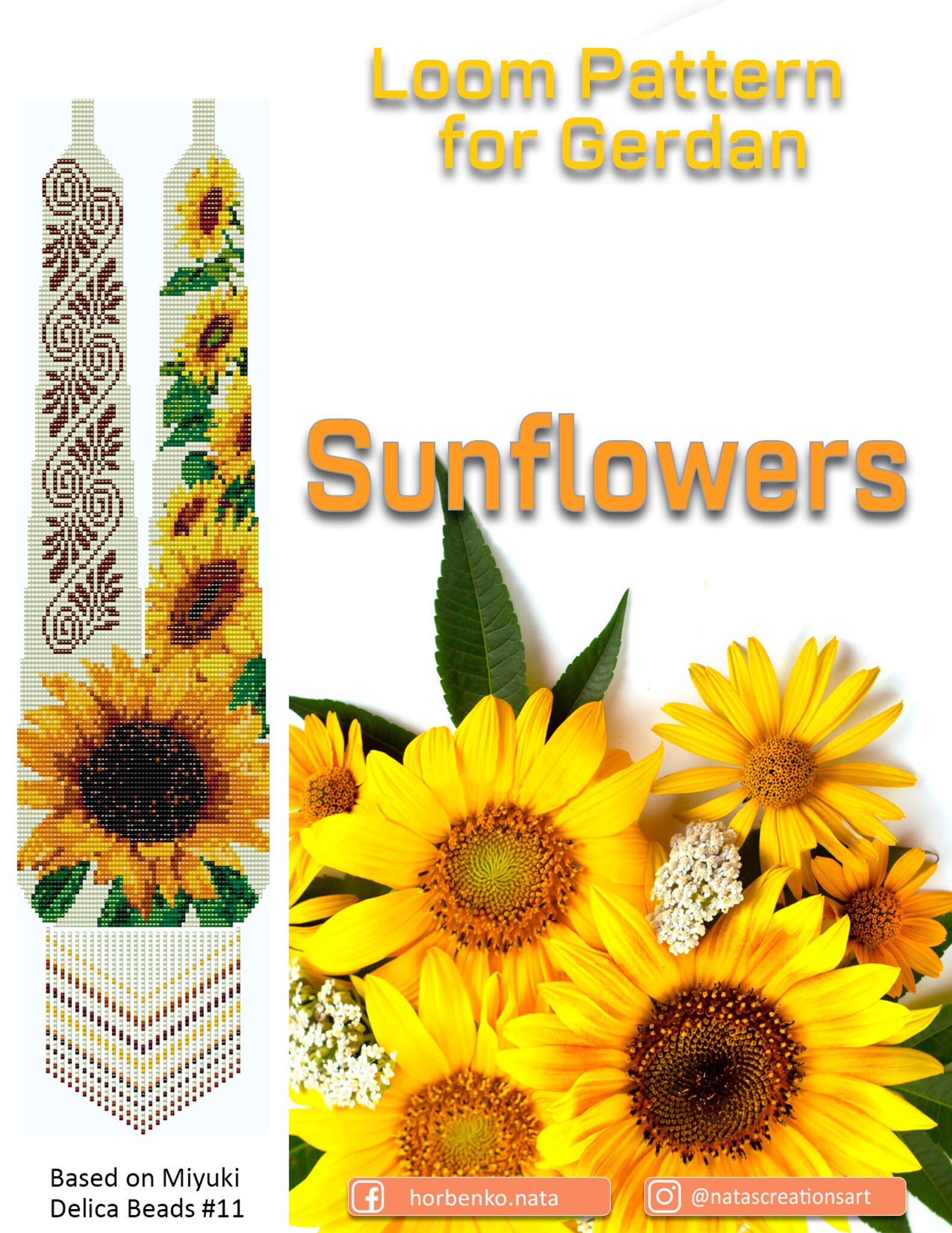 Sunflower Beaded Necklace Pattern, PDF Beading Loom Pattern Based on ...
