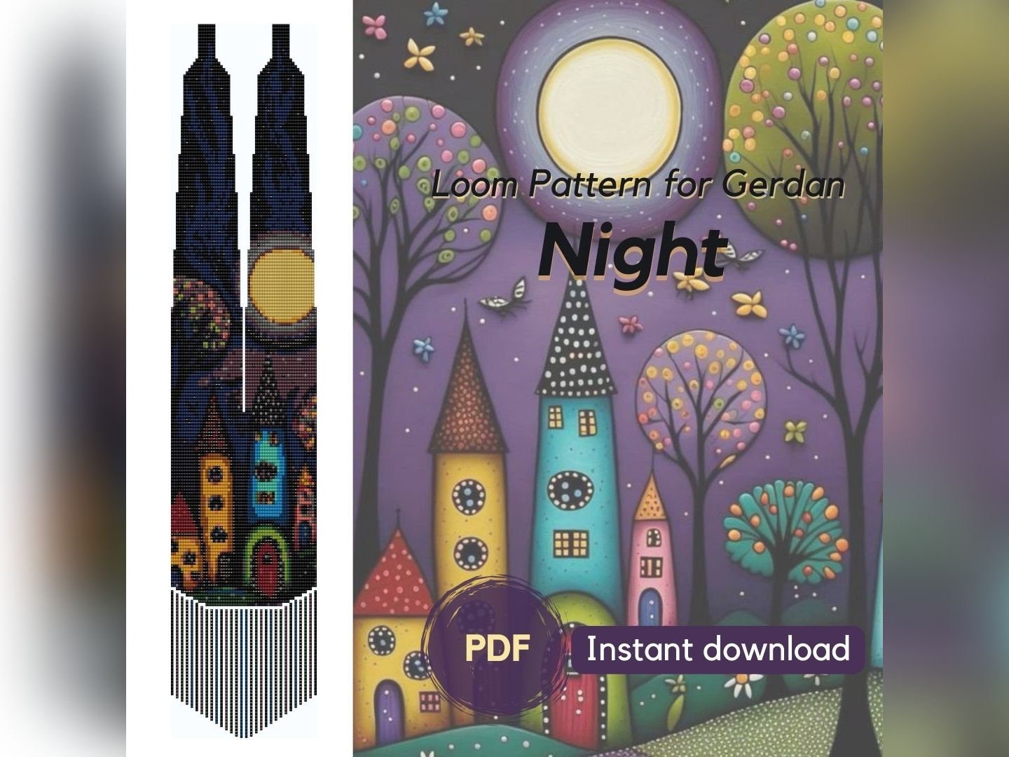 Night City Necklace Beaded Pattern PDF Pattern Beaded Gerdan - Etsy
