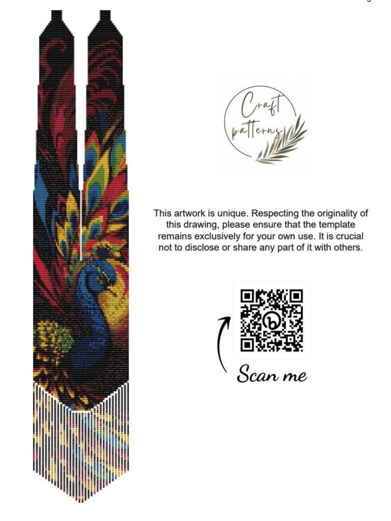 Peacock Beaded Necklace Pattern, PDF Loom Pattern Based on Preciosa ...