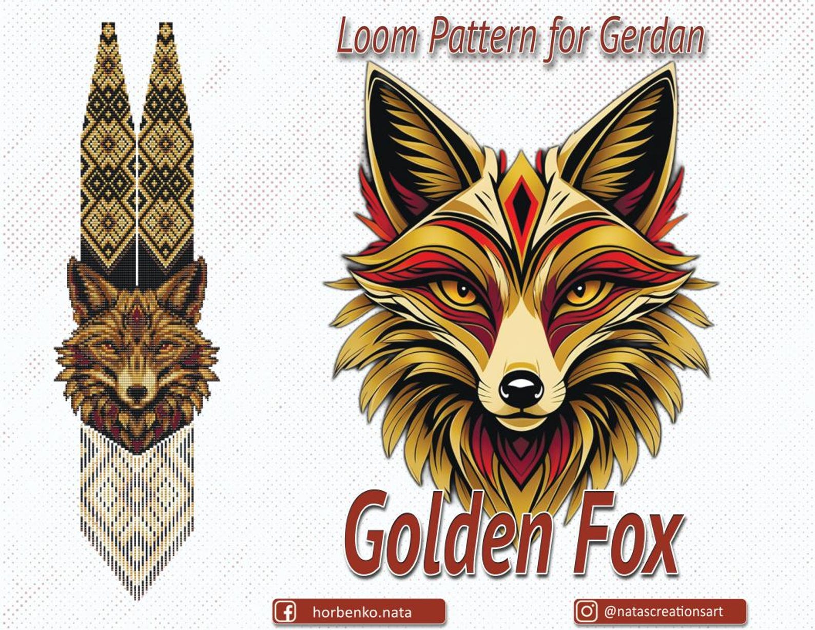 Golden Fox Beaded Necklace Pattern PDF, Loom Gerdan Design, Animal ...