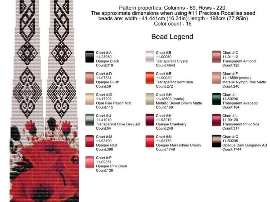 Poppy Flowers Necklace Beaded Pattern PDF Pattern Beaded - Etsy