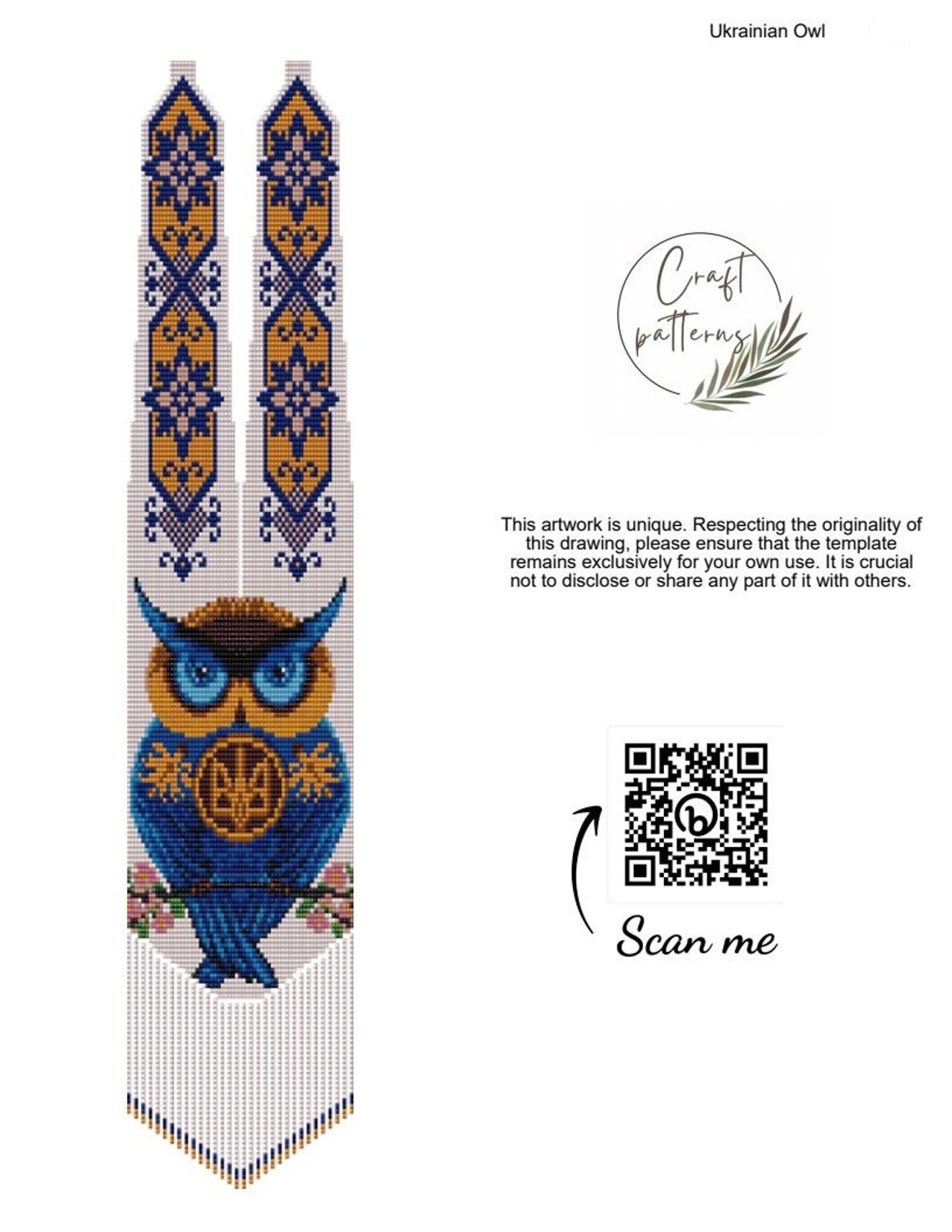 Ukrainian Owl Necklace Beaded Pattern, PDF Pattern Beaded Gerdan, Owl ...