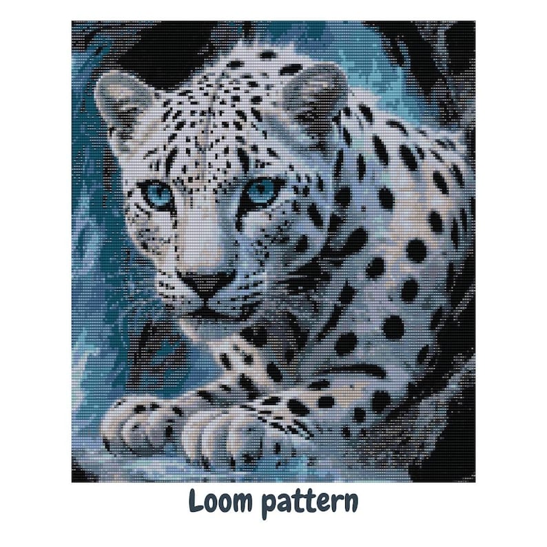 Snow Leopard Bead Tapestry Pattern, Animal Loom and Peyote PDF Chart - Etsy