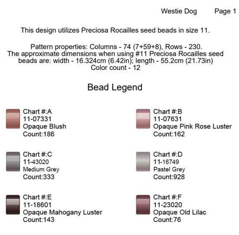 Westie Dog Beaded Necklace Pattern, PDF Beading Loom Pattern Based on ...