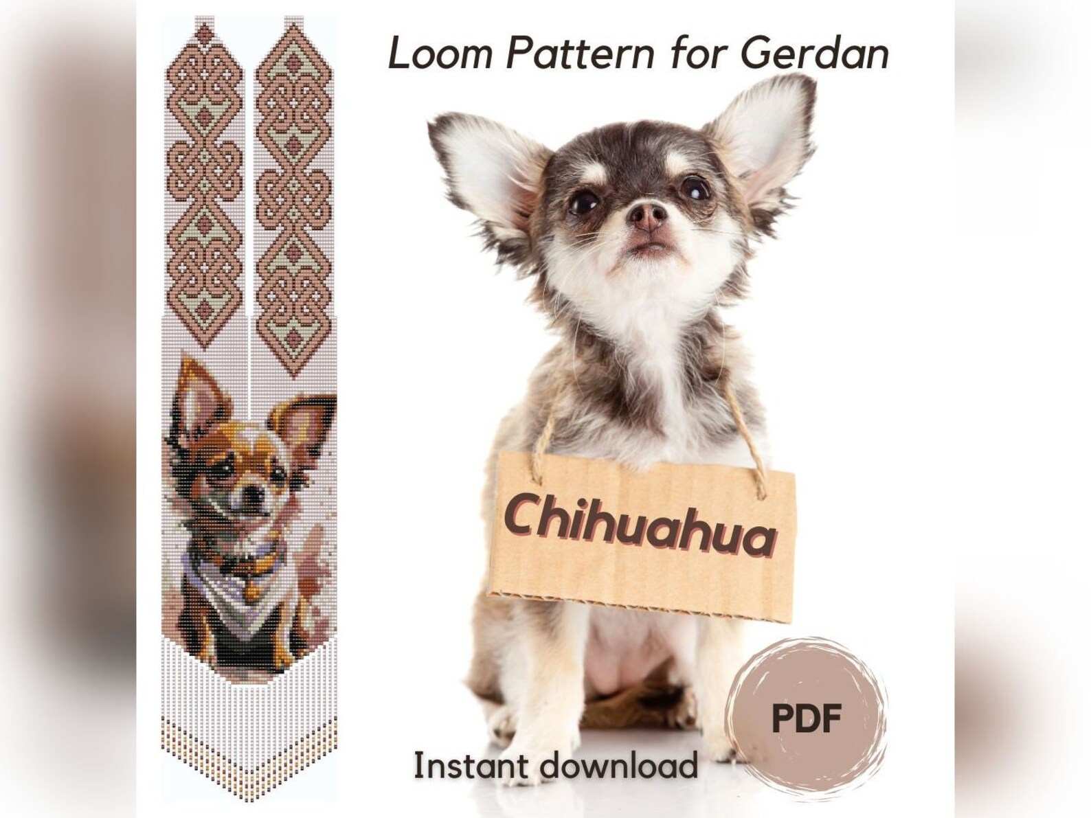 Chihuahua Bead Necklace Pattern, PDF Pattern Beaded Gerdan, Chihuahua ...