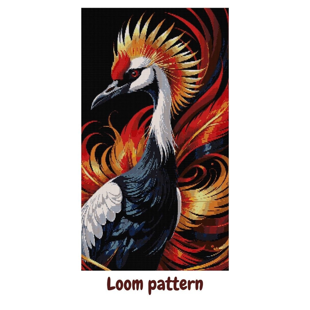 Japanese Crane Bird Beading Tapestry Pattern Based on Miyuki Delica ...