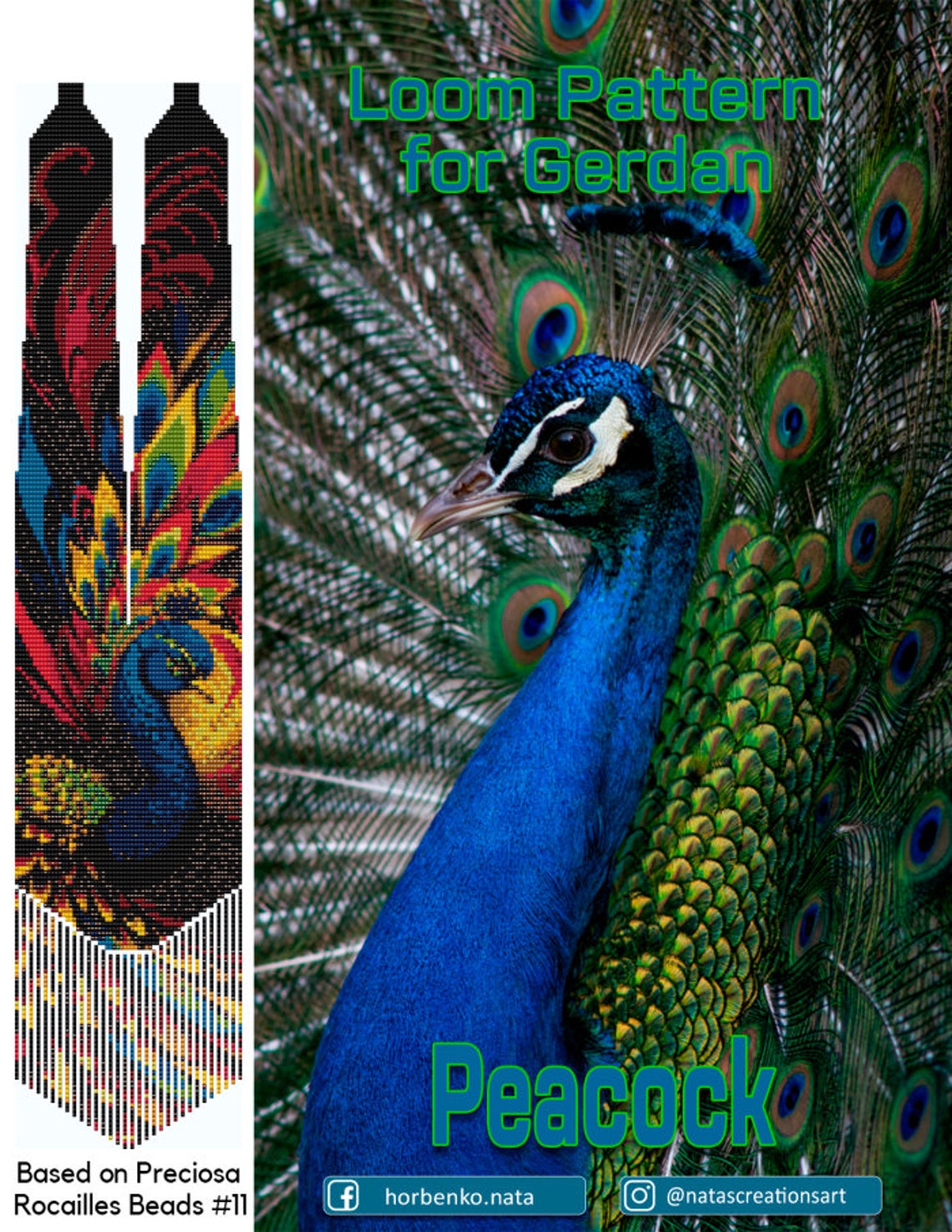 Peacock Beaded Necklace Pattern, PDF Loom Pattern Based on Preciosa ...