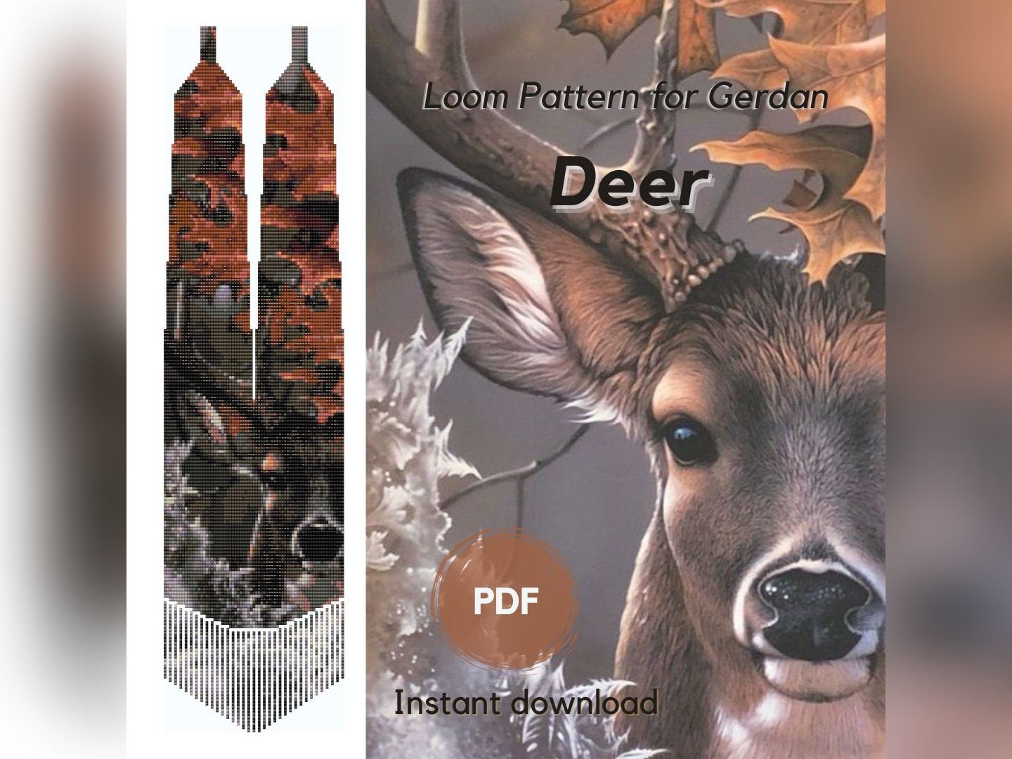 Deer Necklace Beaded Pattern, PDF Pattern Beaded Gerdan, Deer Beading ...