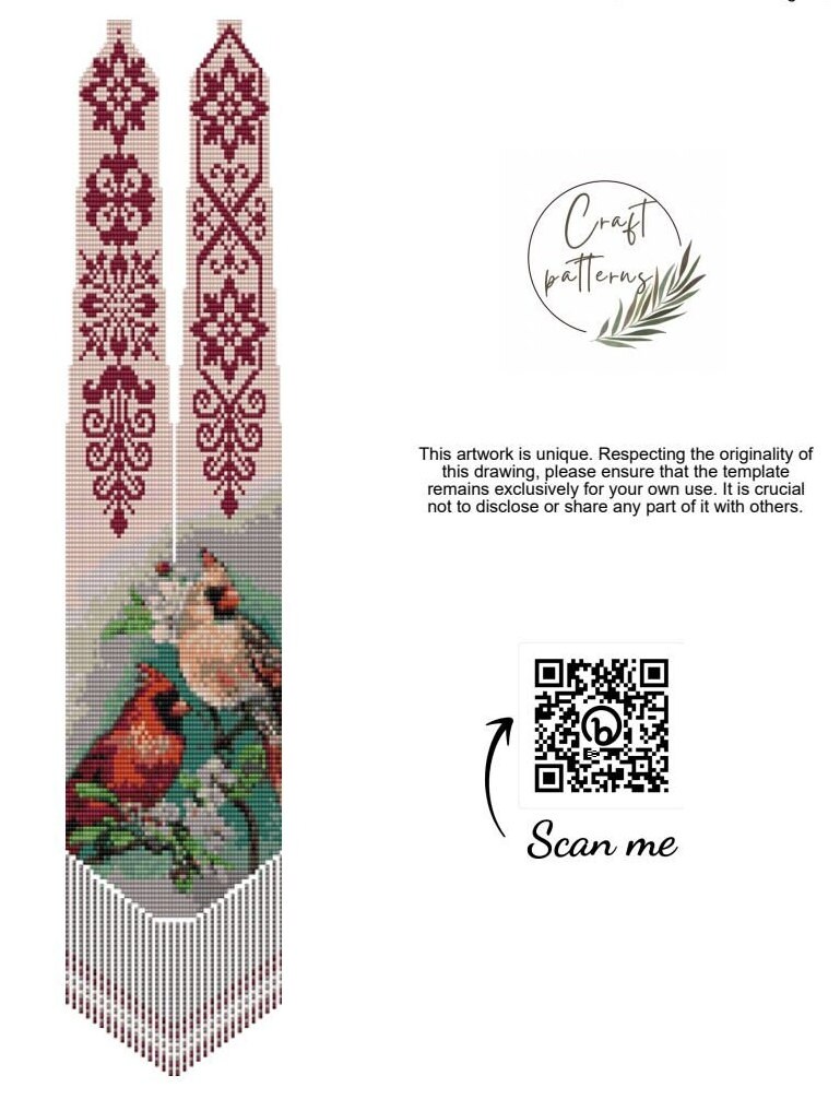Cardinal Birds Bead Necklace Pattern, PDF Pattern Beaded Gerdan ...