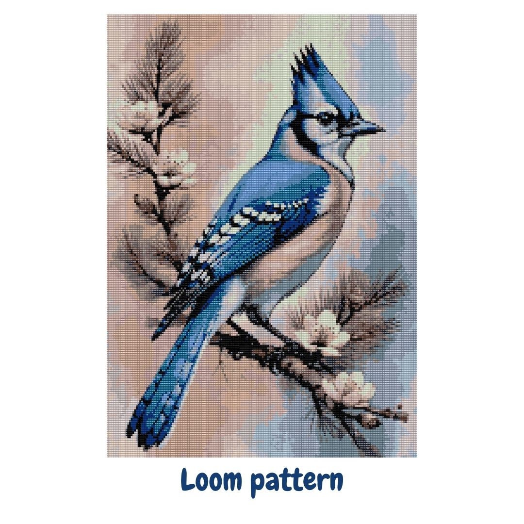 Blue Jay Bird Beading Tapestry Pattern Based on Miyuki Delica Seed ...
