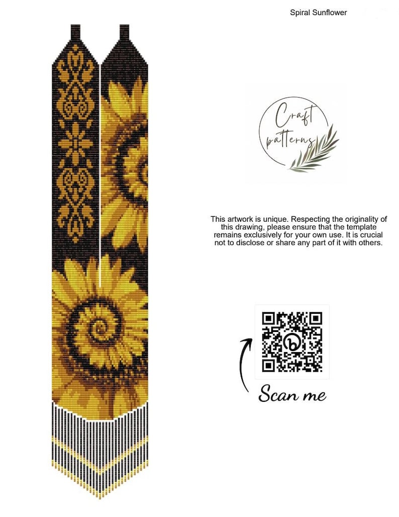 Spiral Sunflower Necklace Beaded Pattern, PDF Pattern Beaded Gerdan ...
