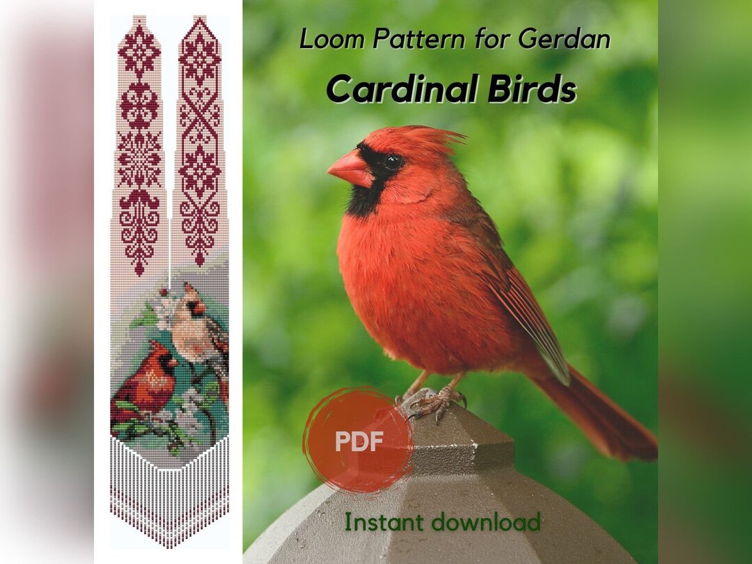 Cardinal Birds Bead Necklace Pattern, PDF Pattern Beaded Gerdan ...