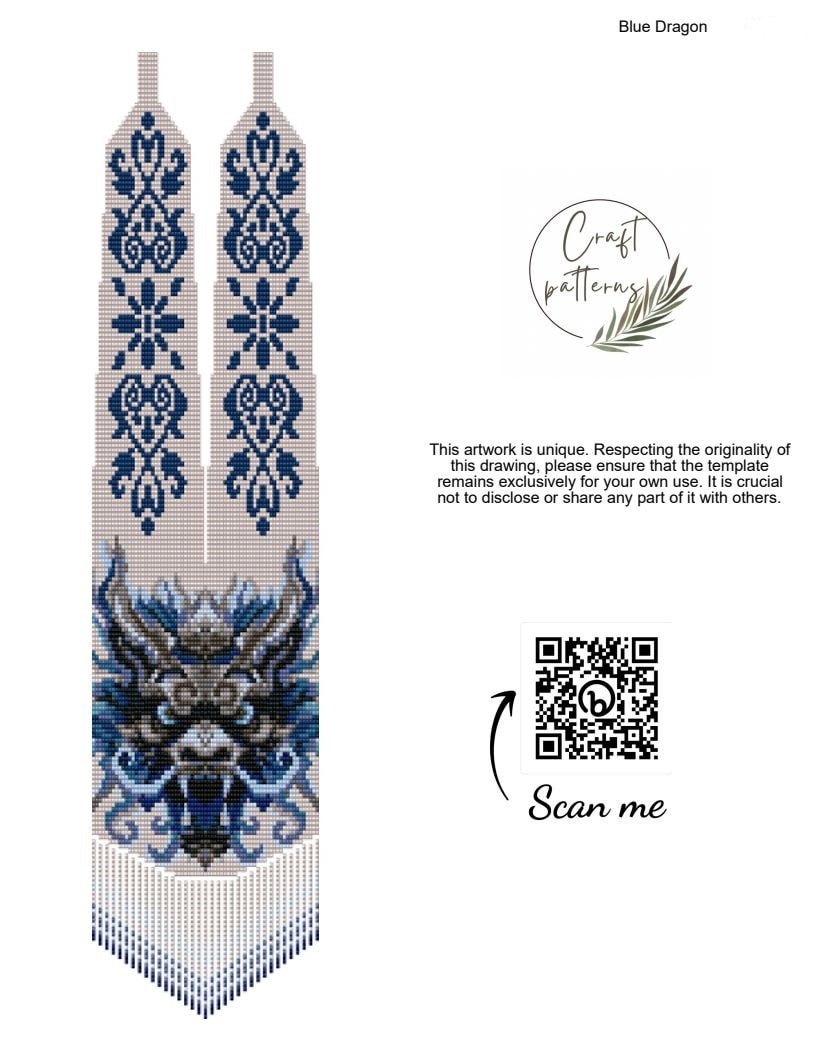 Dragon Necklace Beaded Pattern, Symbol of 2024 Beading Loom Pattern ...