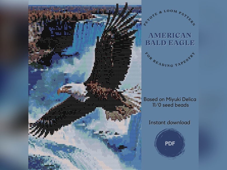 American Bald Eagle Beading Tapestry Pattern Based on Miyuki Delica ...