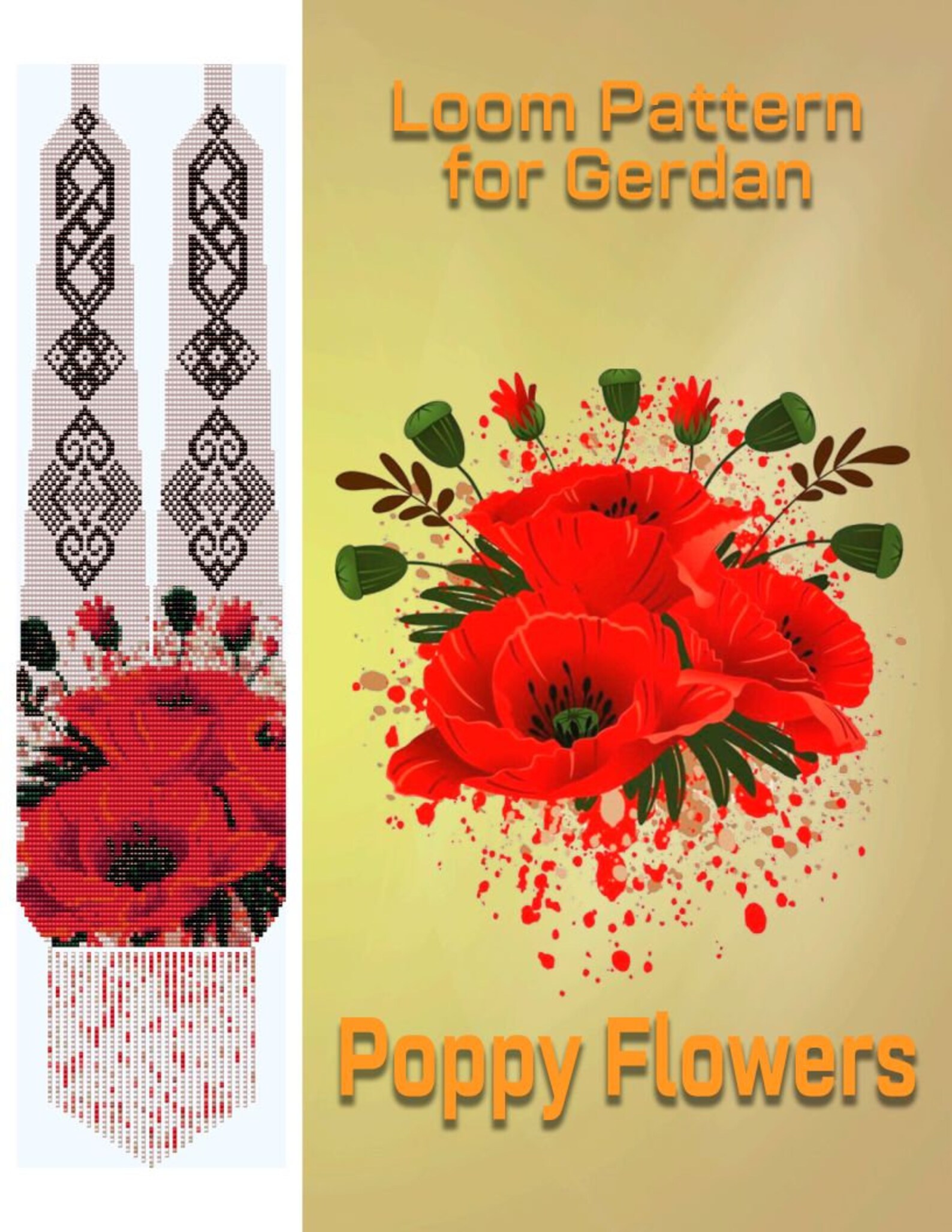Poppy Flowers Necklace Beaded Pattern PDF Pattern Beaded - Etsy
