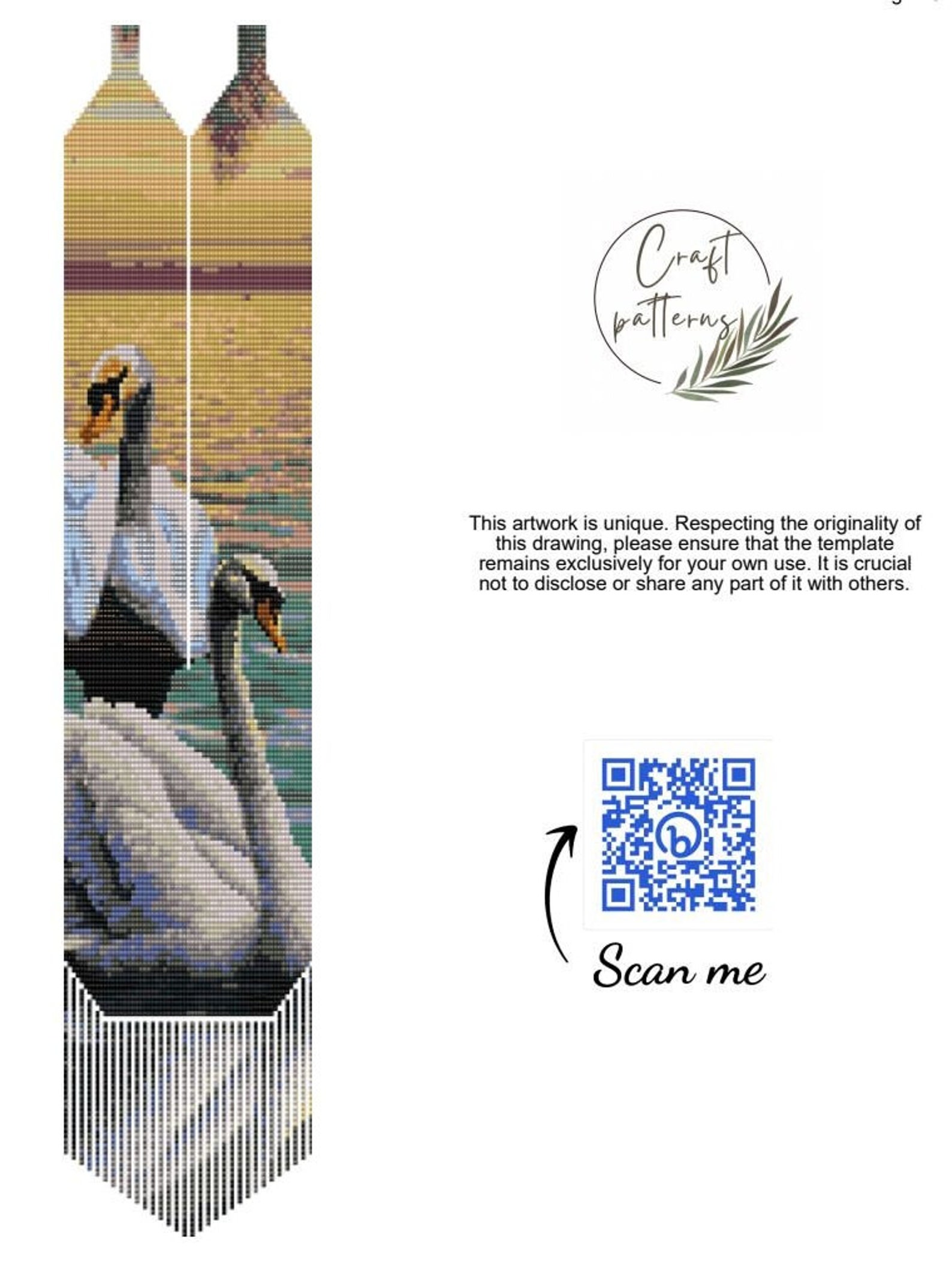 Swan Lake Bead Necklace Pattern, PDF Pattern Beaded Gerdan, Bead Swan ...