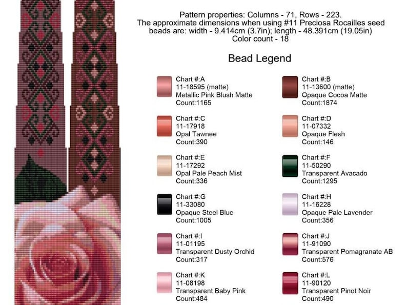 Blooming Roses Bead Necklace Pattern, PDF Pattern Beaded Gerdan, Beaded ...