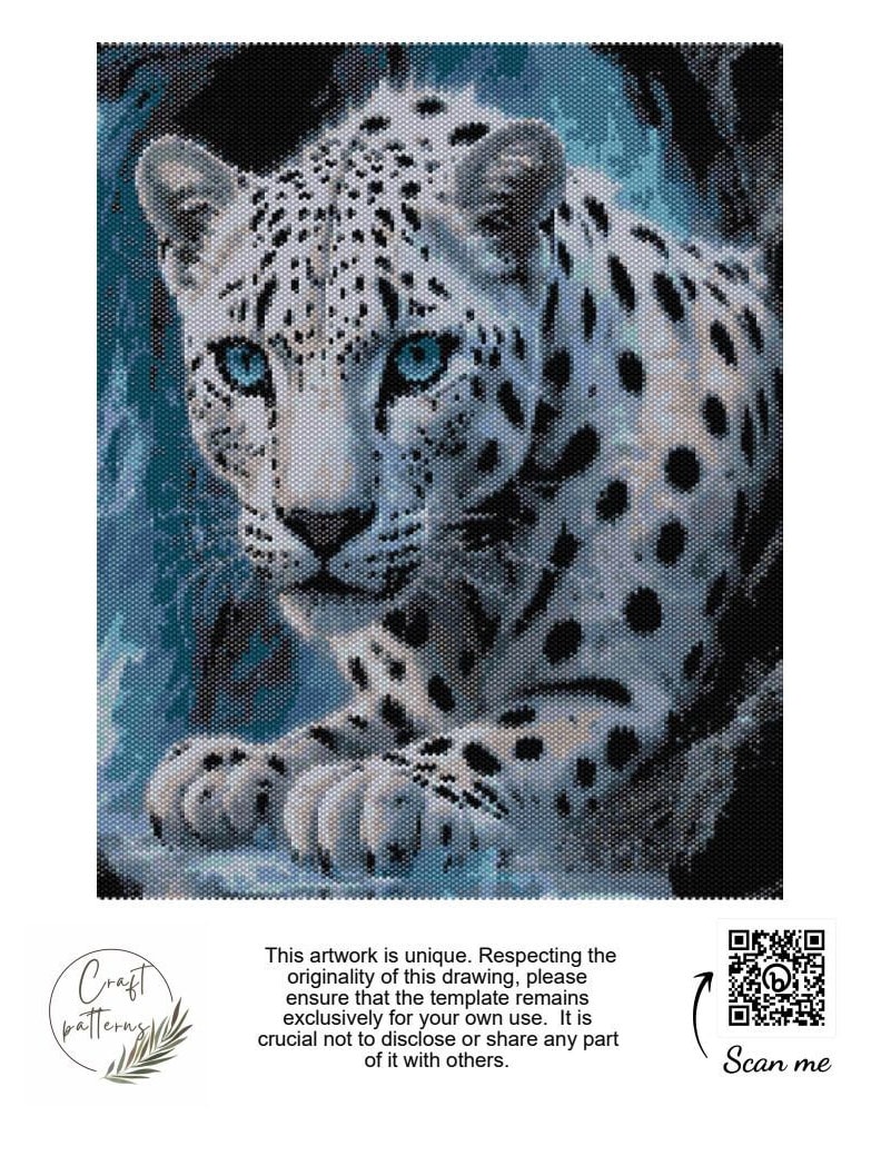 Snow Leopard Bead Tapestry Pattern, Animal Loom and Peyote PDF Chart - Etsy