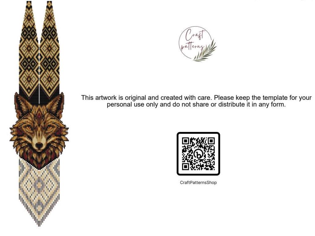 Golden Fox Beaded Necklace Pattern PDF, Loom Gerdan Design, Animal ...