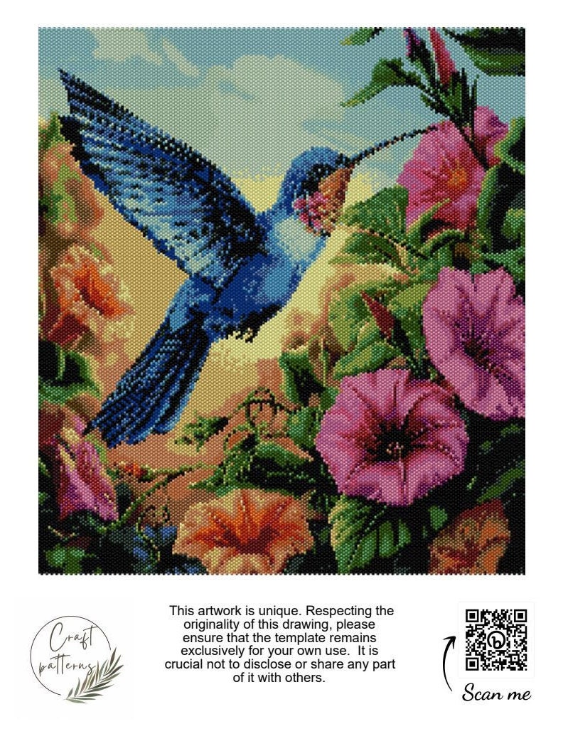 Hummingbird Bead Tapestry Pattern, Loom and Peyote PDF Chart - Etsy