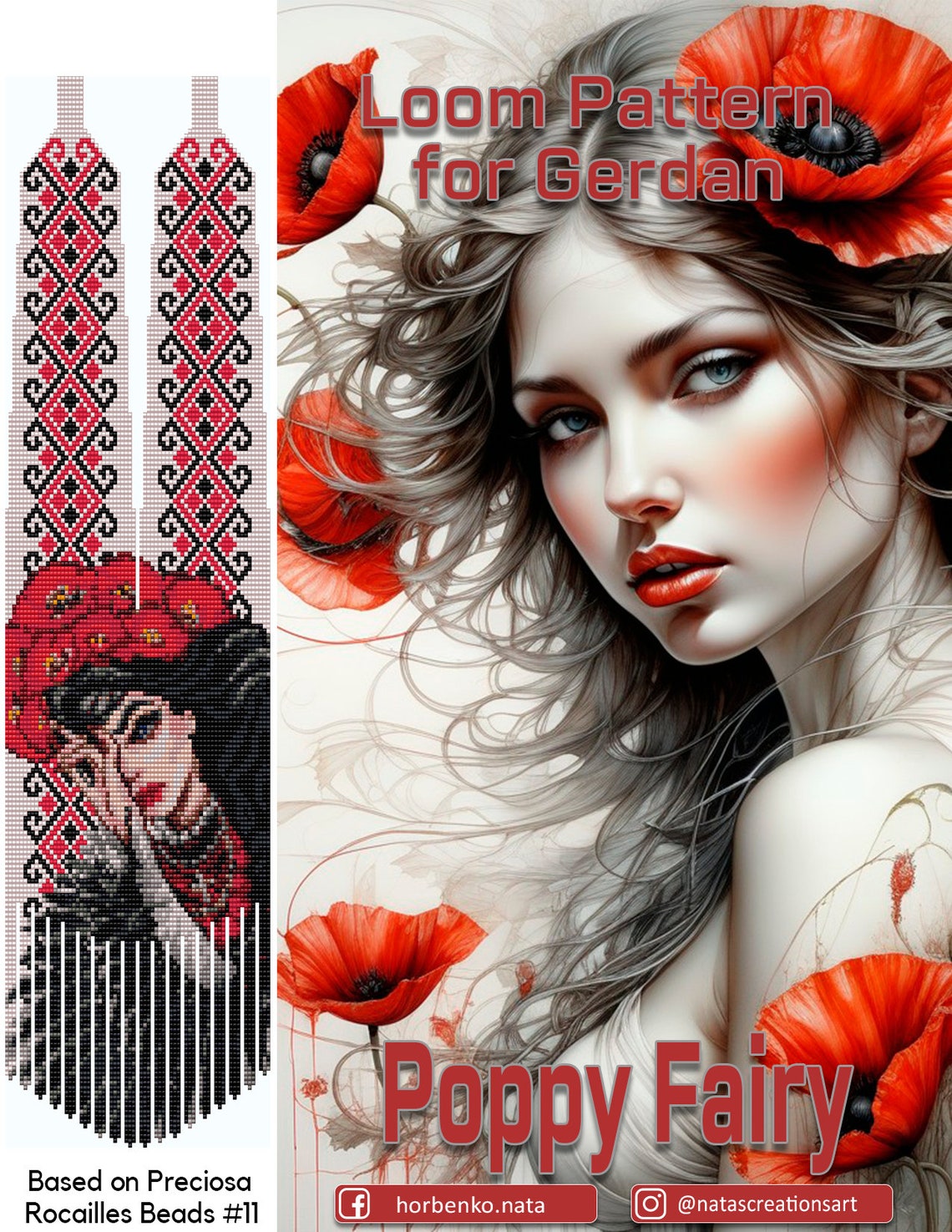 Poppy Fairy Beaded Necklace Pattern, PDF Beading Loom Pattern Based on ...