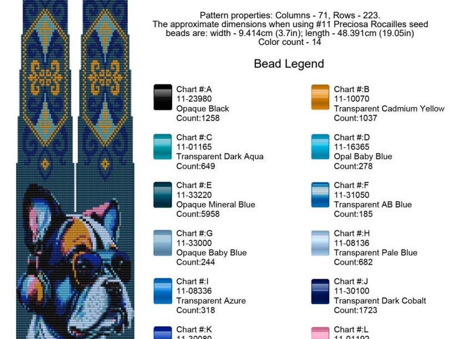 French Bulldog Bead Necklace Pattern, PDF Pattern Beaded Gerdan, Beaded ...