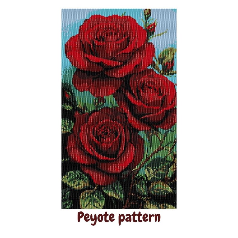 Red Roses Beading Tapestry Pattern Based on Miyuki Delica 11/0 Seed ...