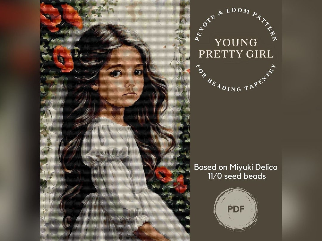 Young Girl Beading Tapestry Pattern Based on Miyuki Delica 11/0 Seed ...
