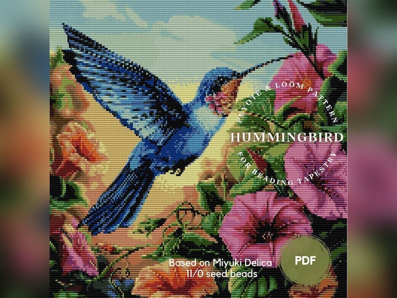 Hummingbird Beading Tapestry Pattern Based on Miyuki Delica #11 Seed ...