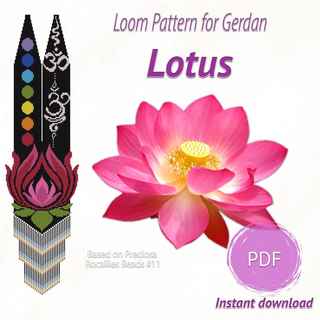Lotus and Chakras Beaded Necklace Pattern PDF, Spiritual Loom Design ...