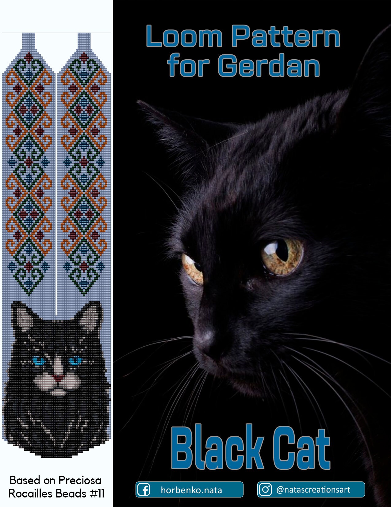Black Cat Beaded Gerdan Necklace Pattern, PDF Beading Loom Pattern for ...