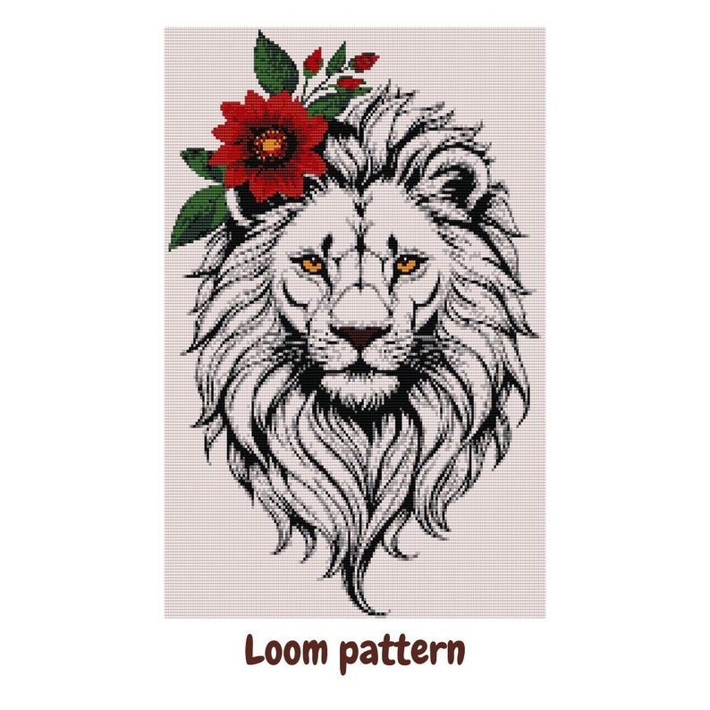 White Lion Bead Weaving Tapestry Pattern Based on Miyuki Delica Beads ...