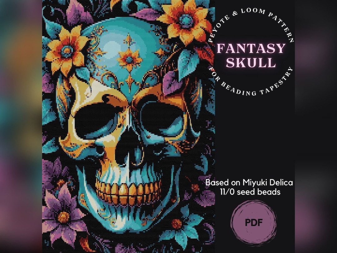 Fantasy Skull Beading Tapestry Pattern Based on Miyuki Delica Seed ...