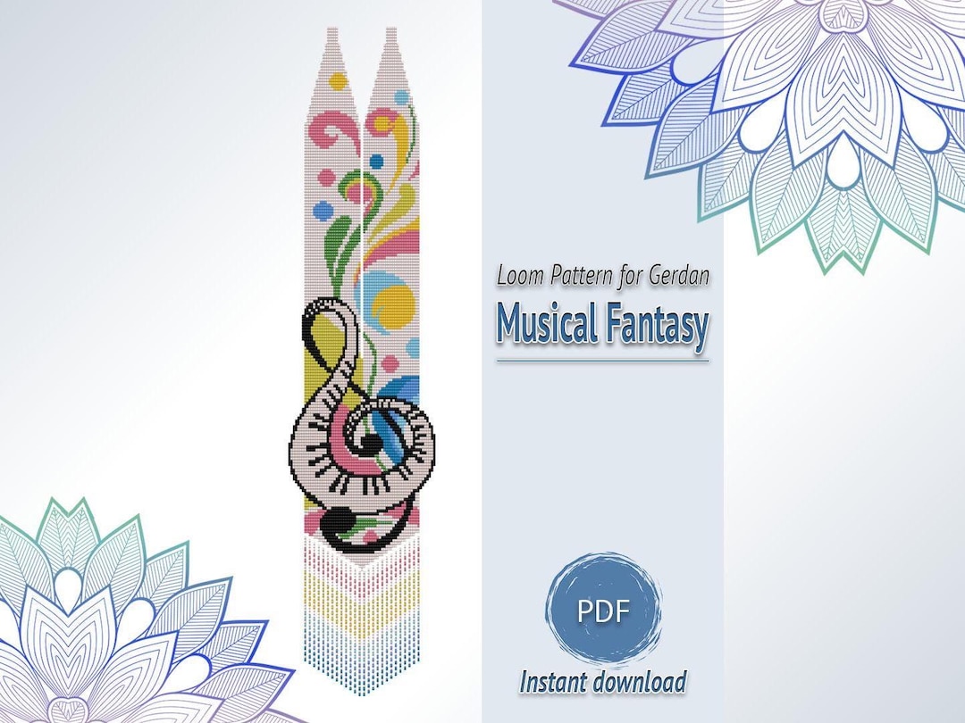 Musical Treble Clef Gerdan Pattern PDF, Loom Beaded Necklace Design - Etsy