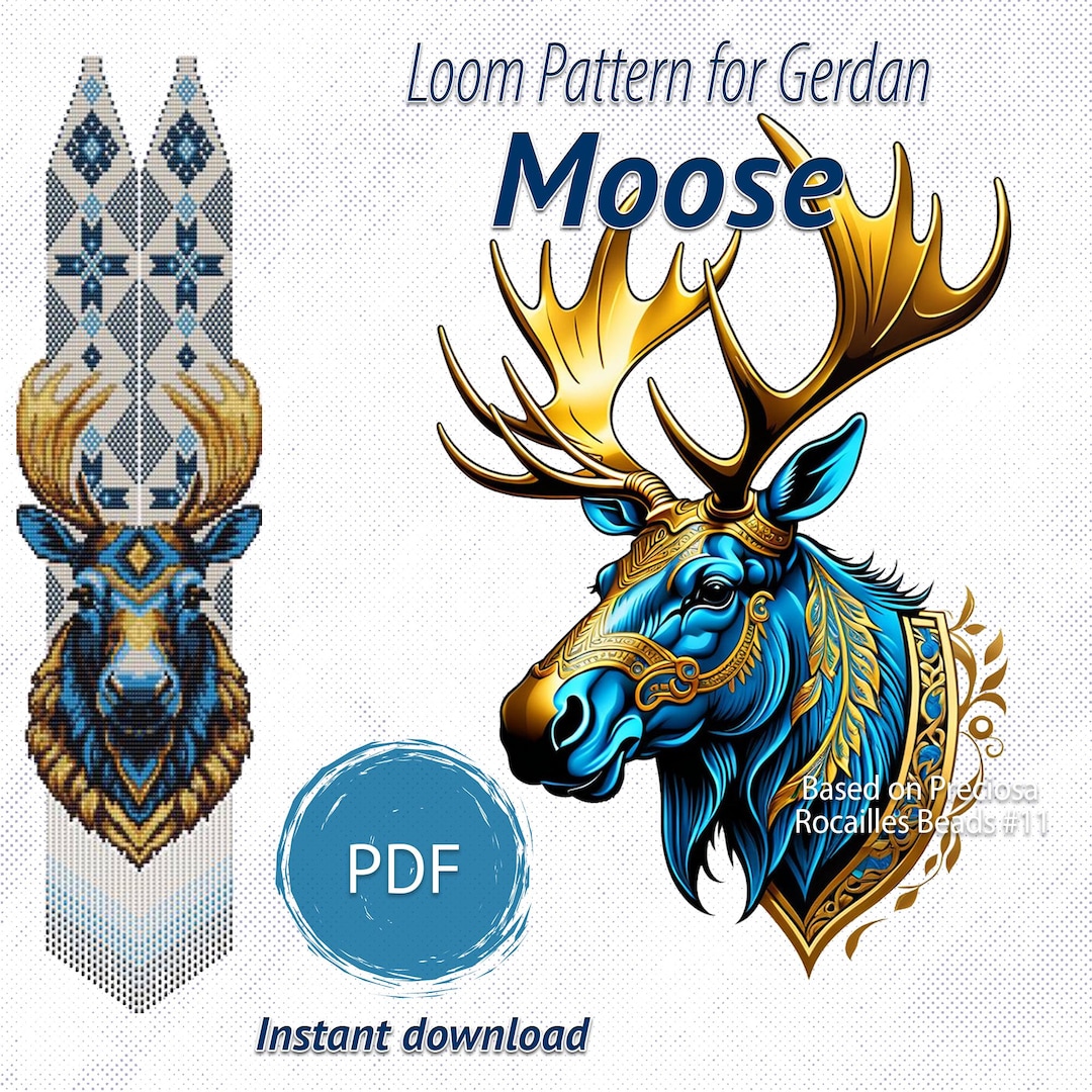 Fantasy Moose Beaded Necklace Pattern PDF, Ukrainian Gerdan Loom Design ...