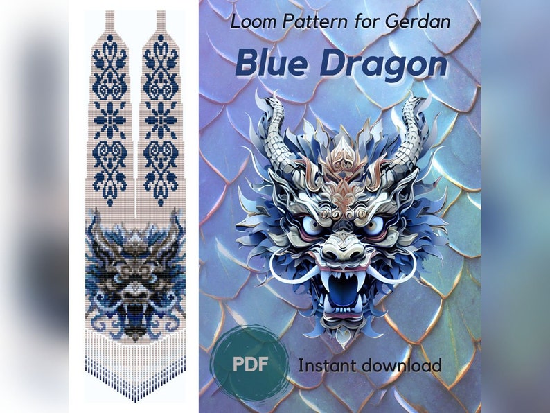 Dragon Necklace Beaded Pattern, Symbol of 2024 Beading Loom Pattern ...