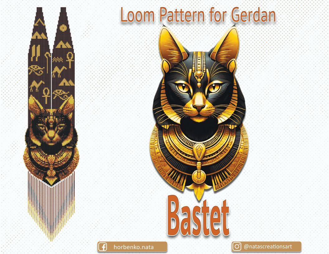 Bastet Gerdan Pattern PDF, Egyptian Cat Goddess Beading Chart, Loom Necklace Design - Etsy